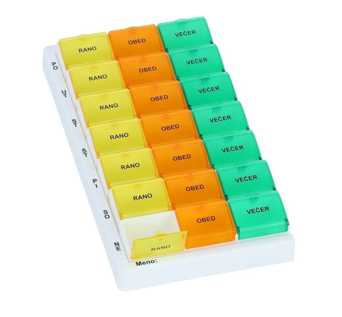 Dozator de medicamente colorat - săptămânal, T03 | UNIZDRAV